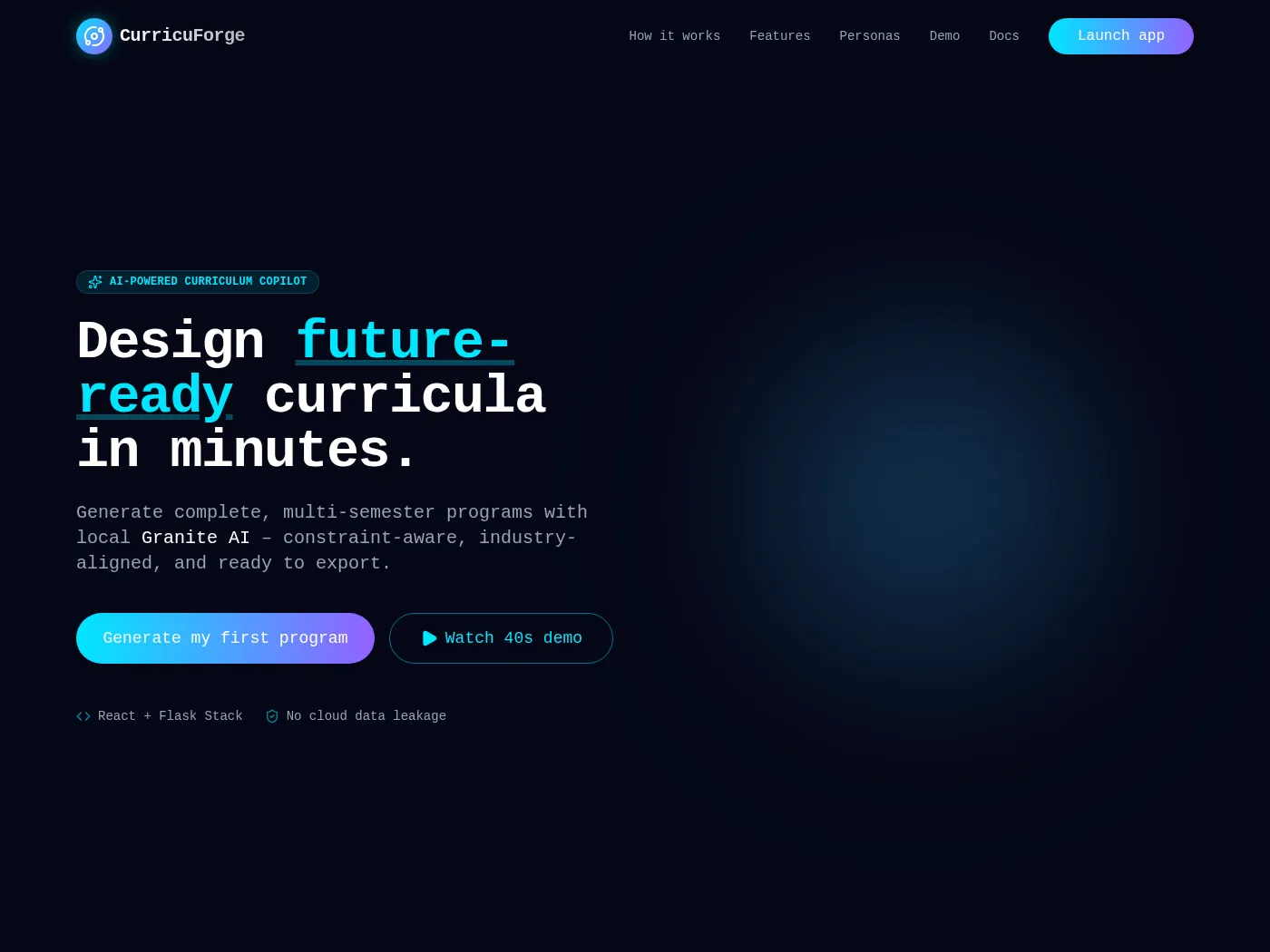 CurricuForge Adaptive Landing