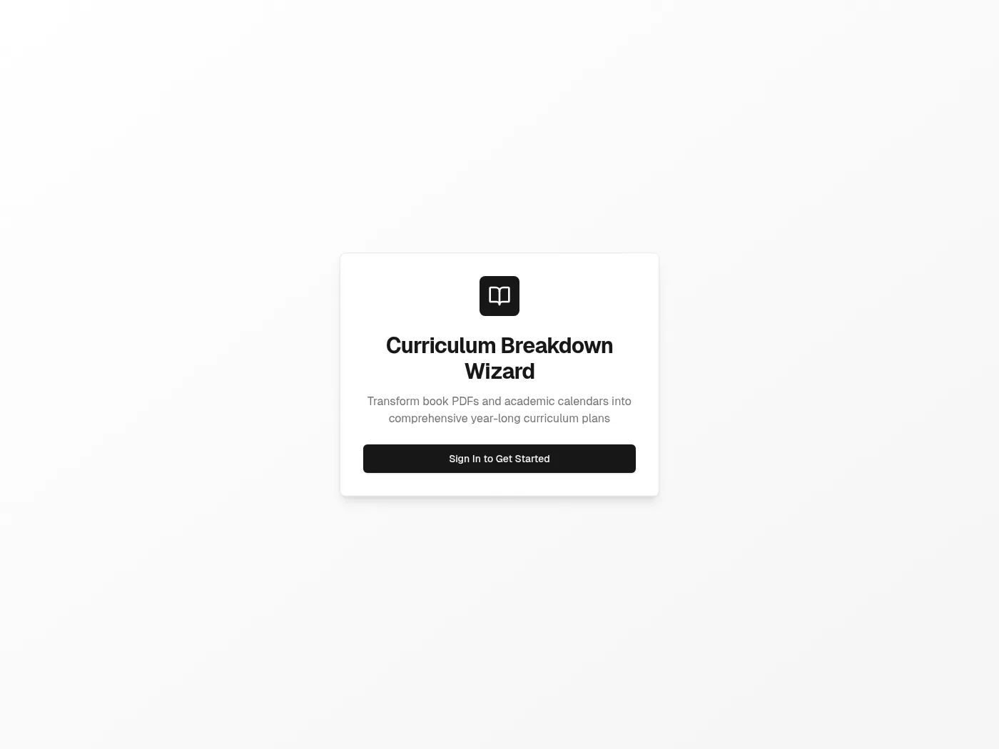 Curriculum Breakdown Wizard