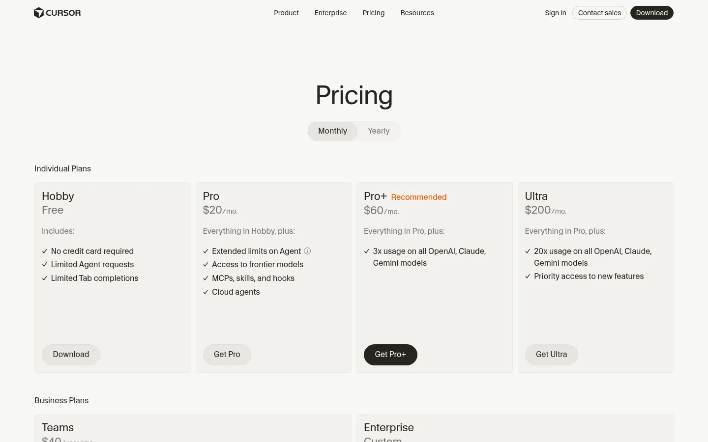 Cursor landing page — AI-first VS Code fork with industry-leading Tab completion and multi-file Composer