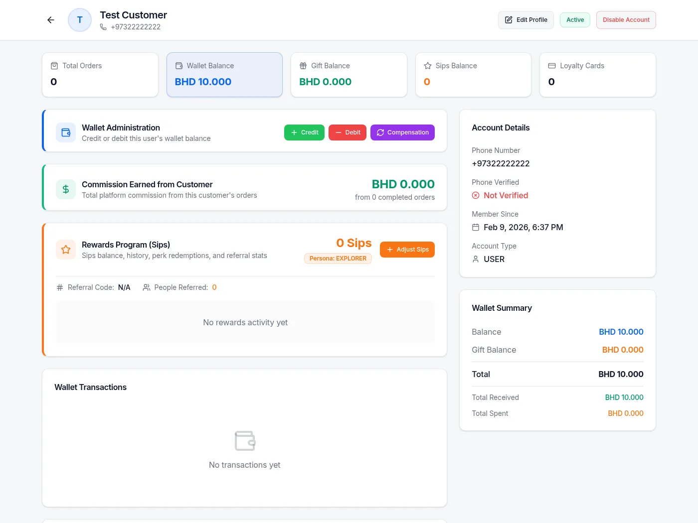 Coffee Admin Profile Redesign