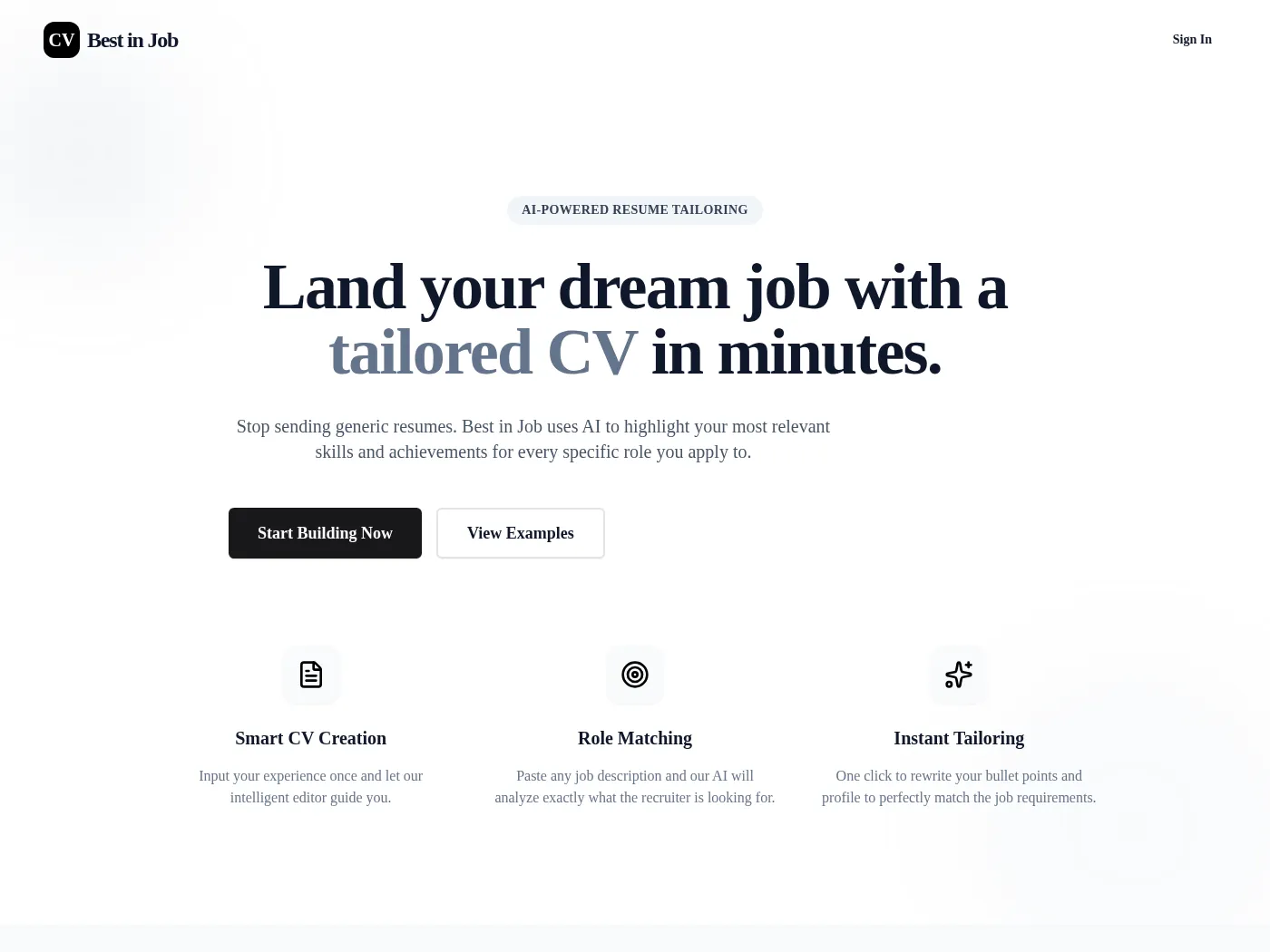 CV Best in Job