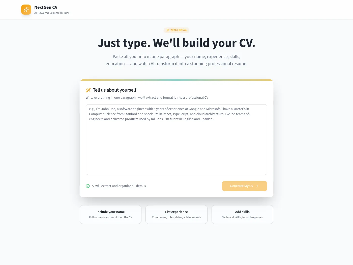 NextGen CV Creator