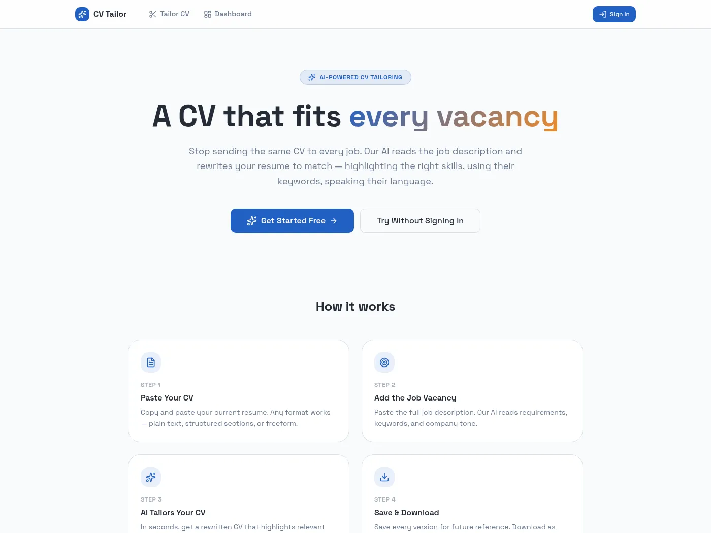 CV Tailor Web