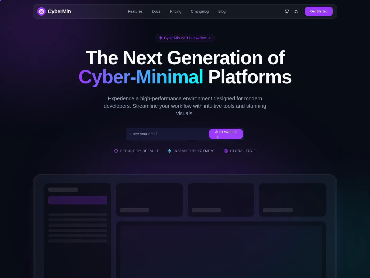 CyberMinimal SaaS Landing