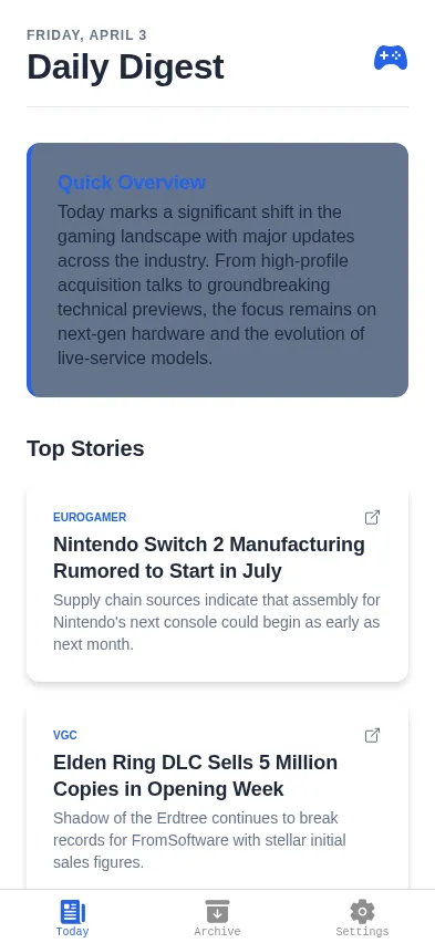 Daily Game News Digest