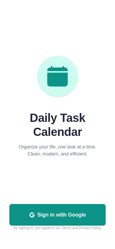 Daily Task Calendar