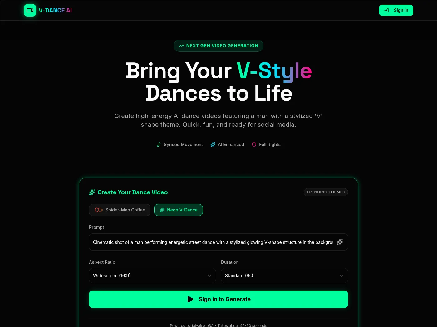 Dancing V Video Generator