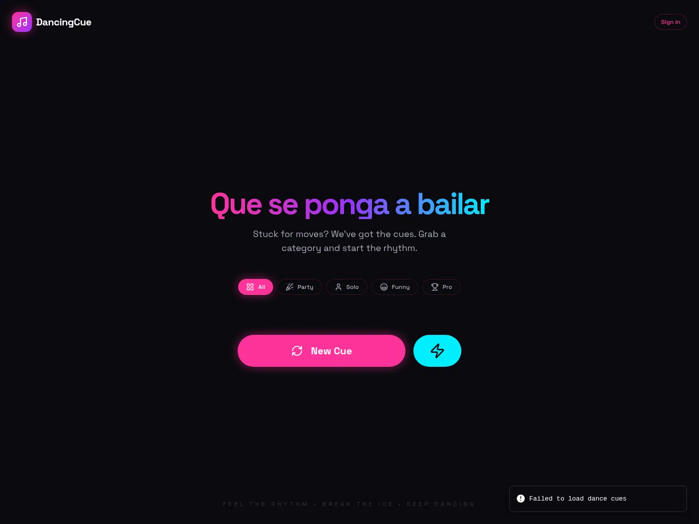 Dancing Cue App