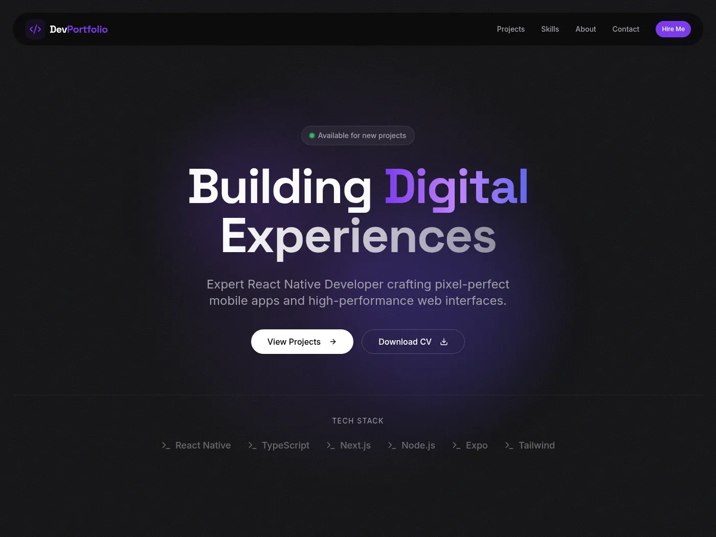 Dev Portfolio Dark