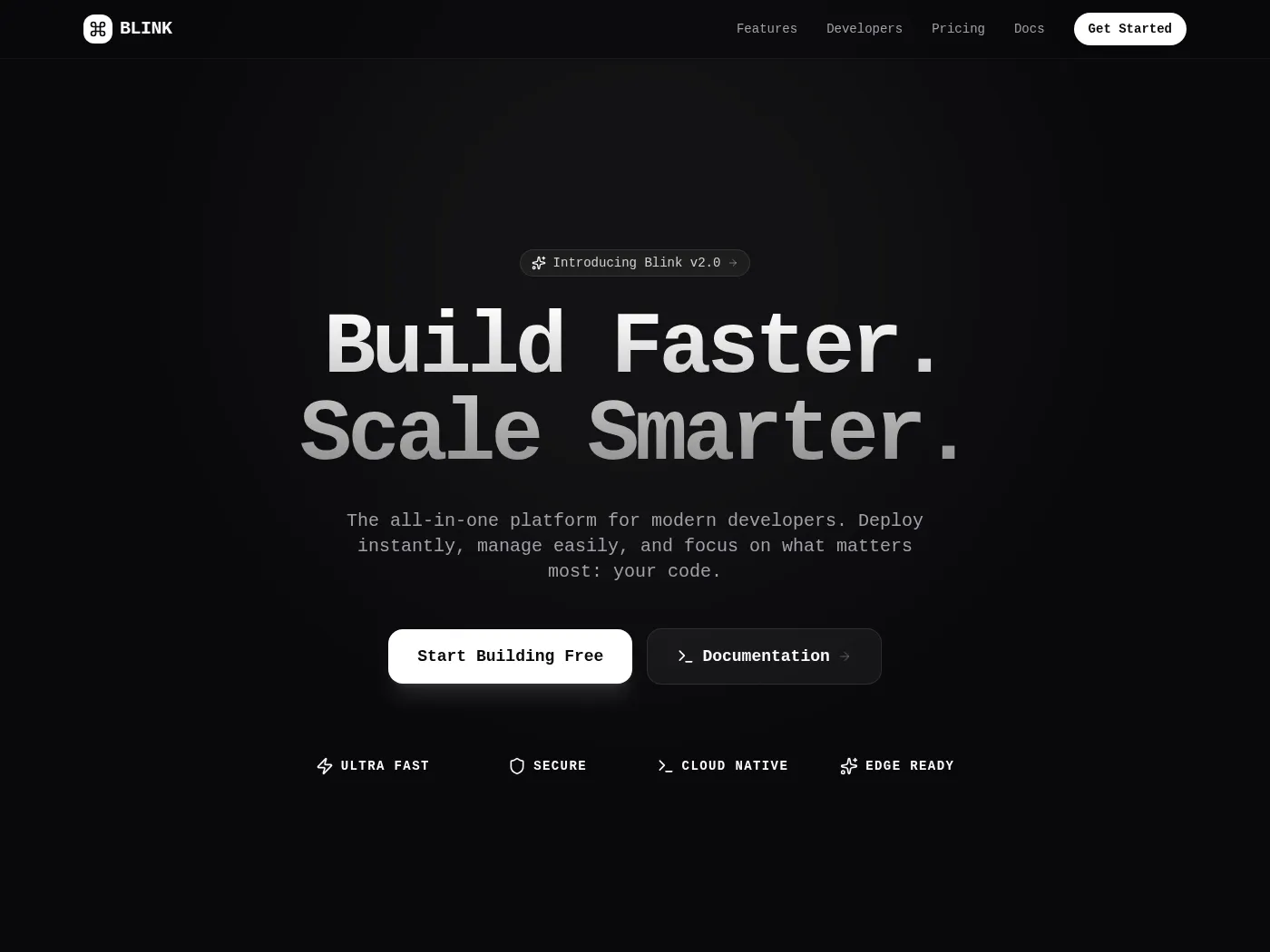 Dark Welcome Page