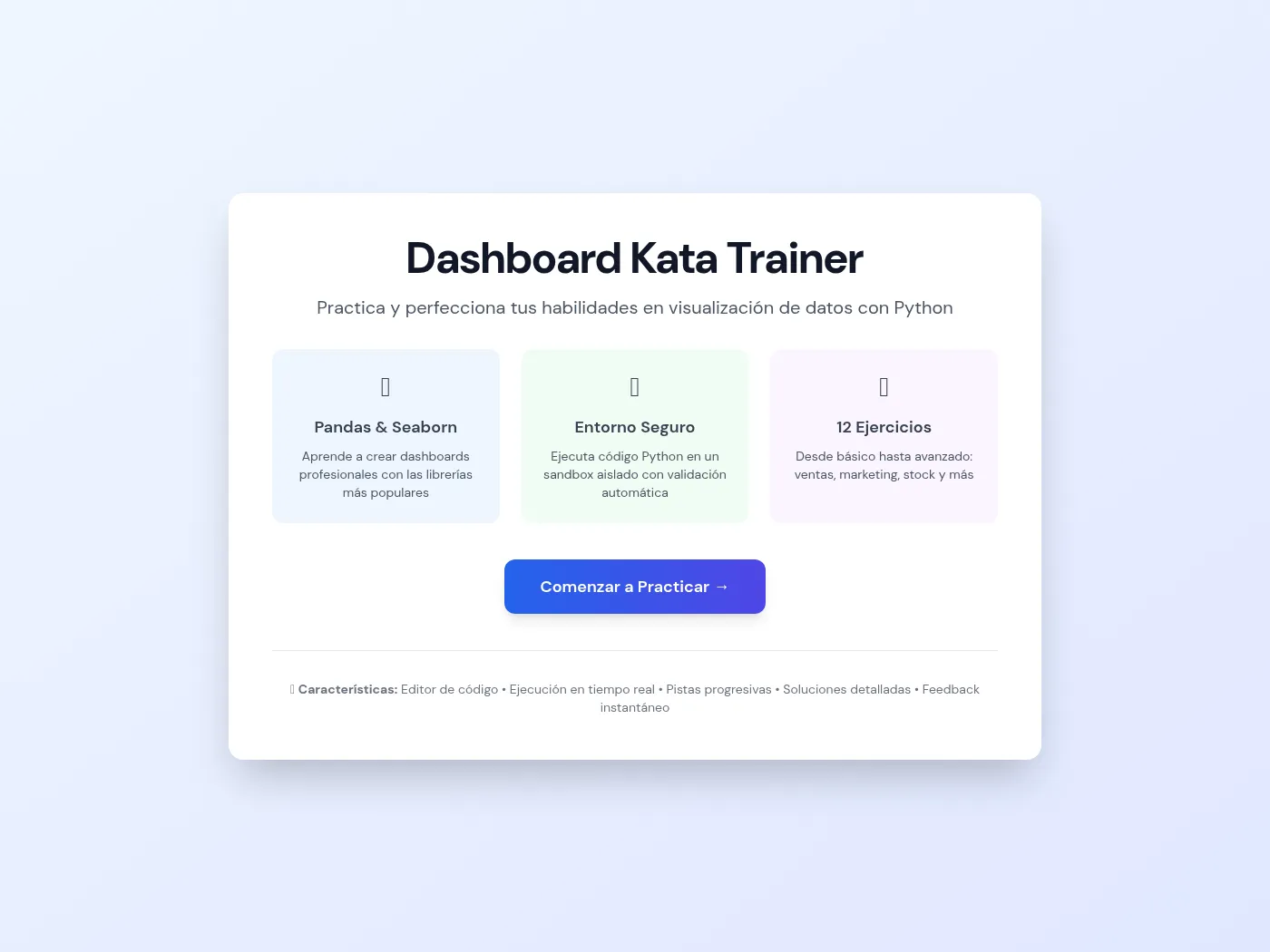 Dashboard Kata Trainer