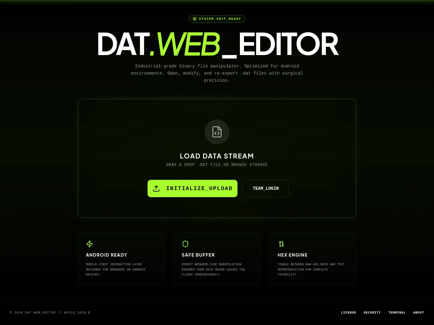 DAT File Web Editor