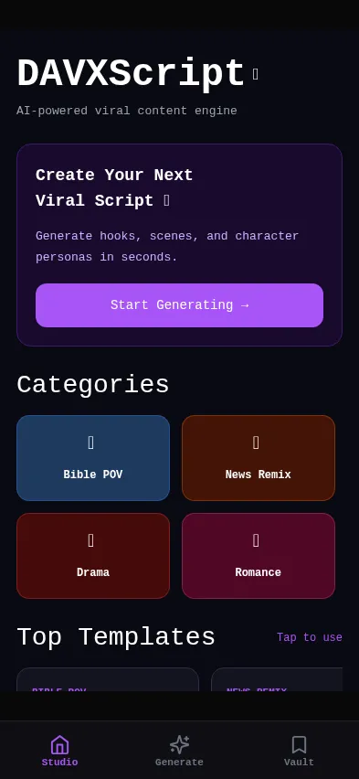 DAVXScript AI Studio