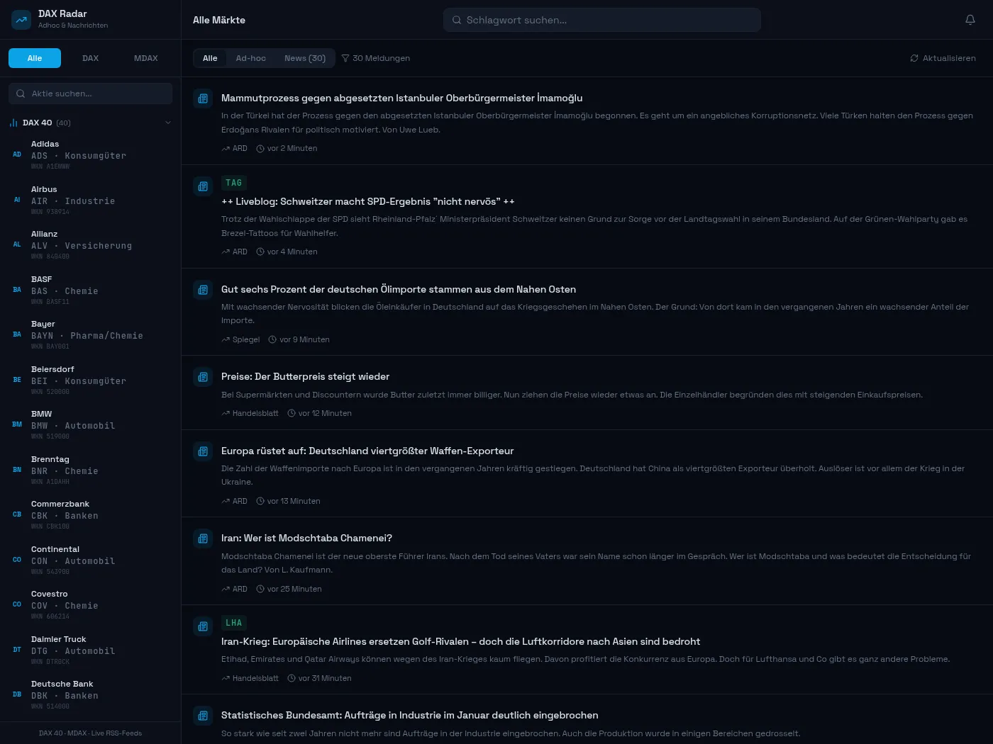 German Stock News App