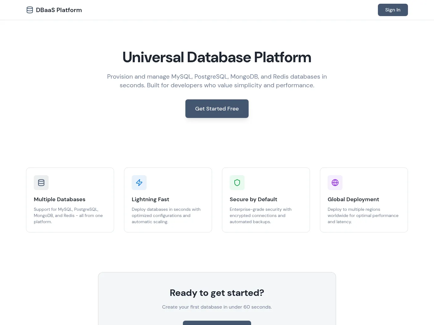 Universal DBaaS Platform