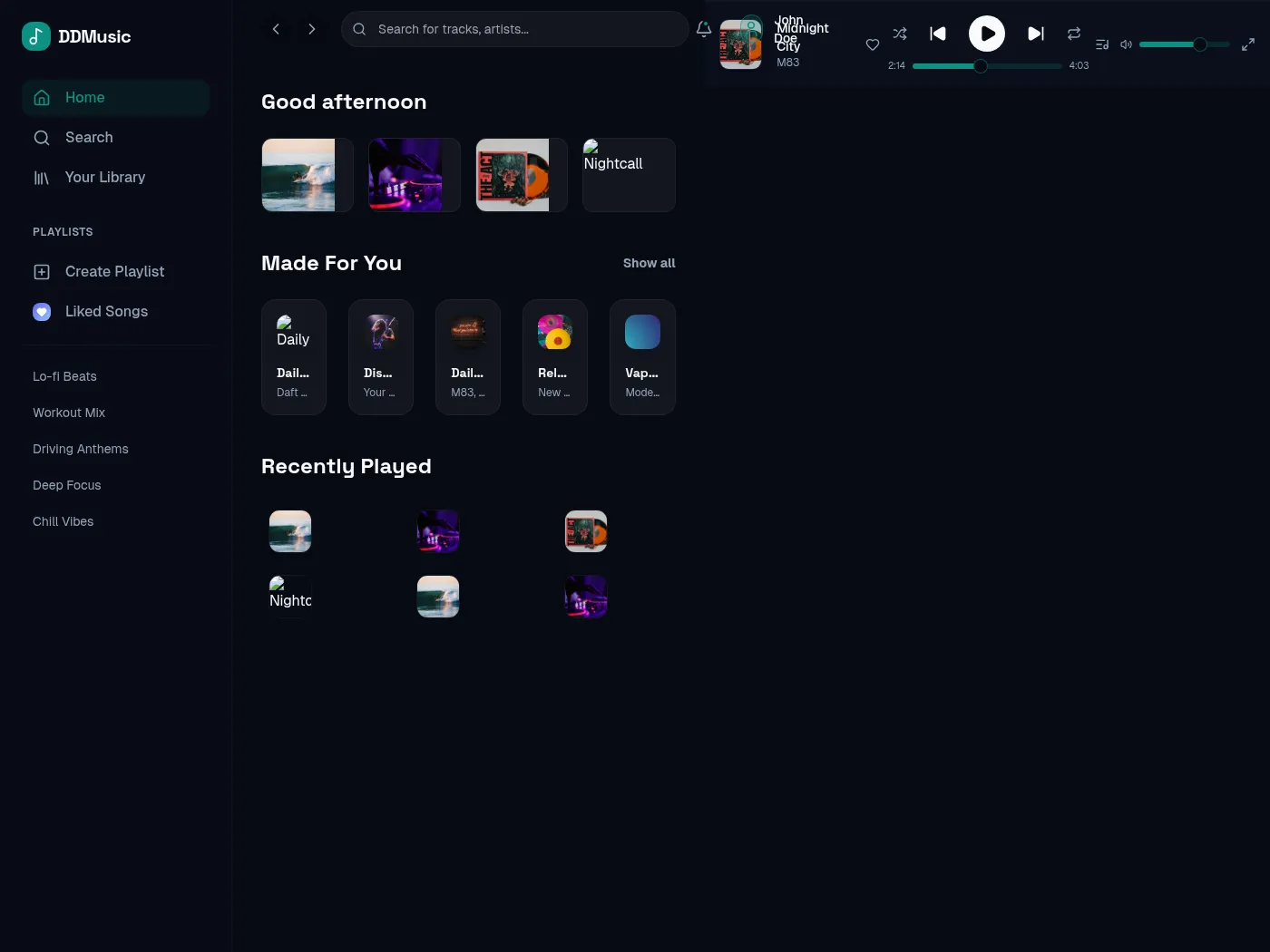DDMusic Player Mockup