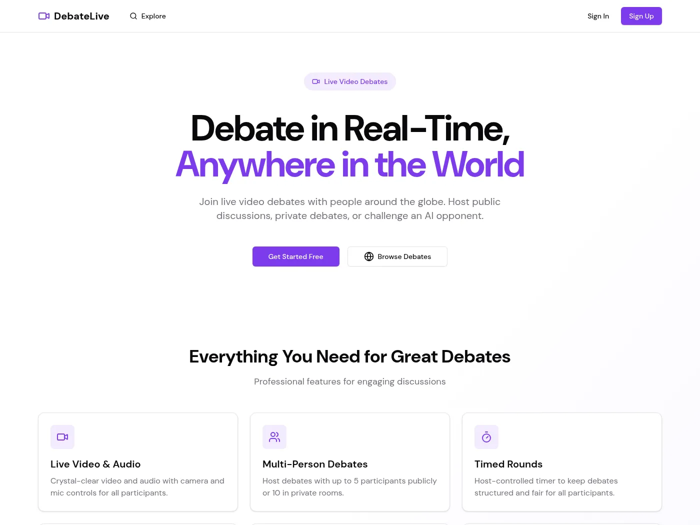 DebateLive: Interactive Live Video Debating Platform (Remix)