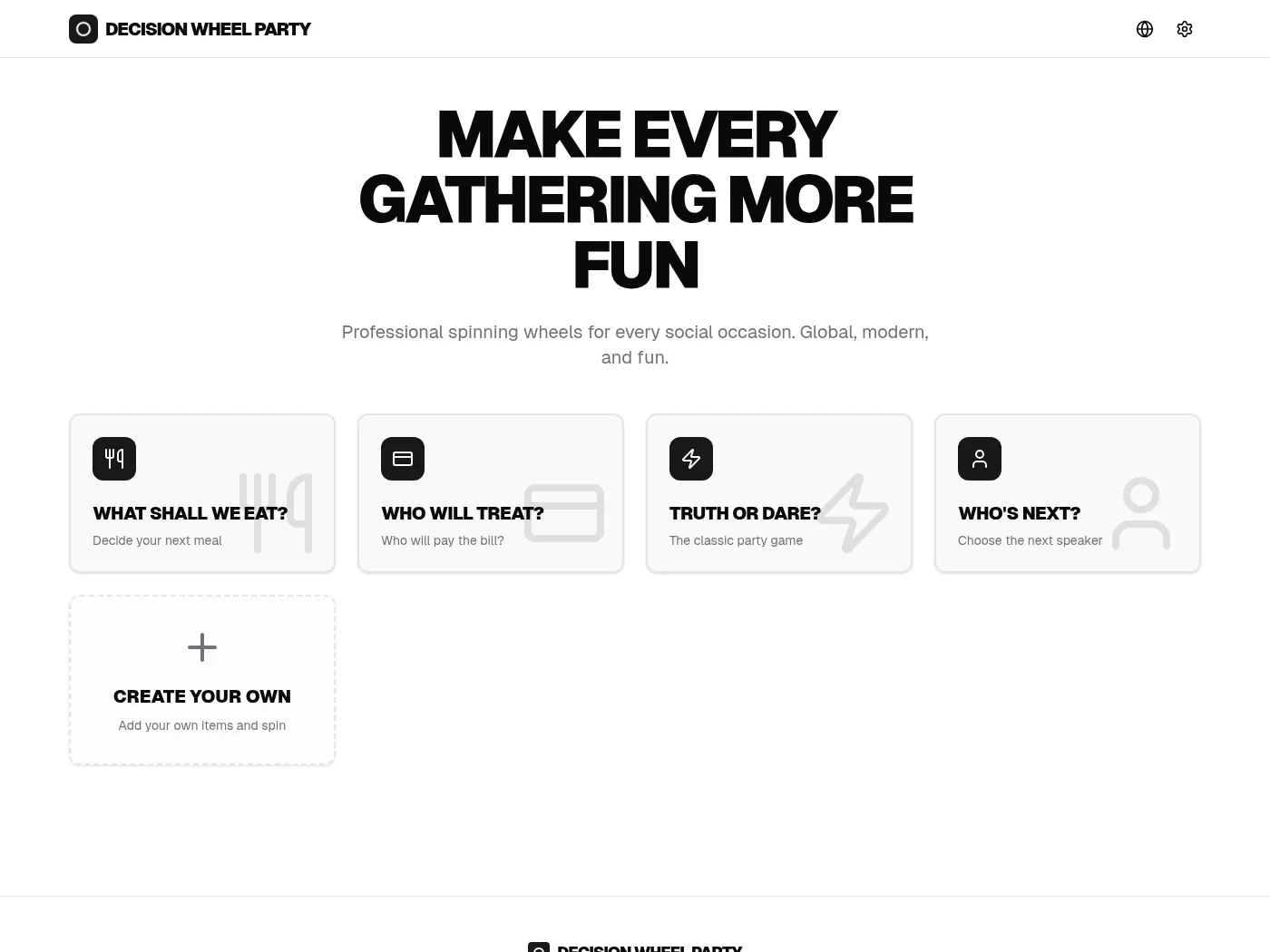 Decision Wheel Party