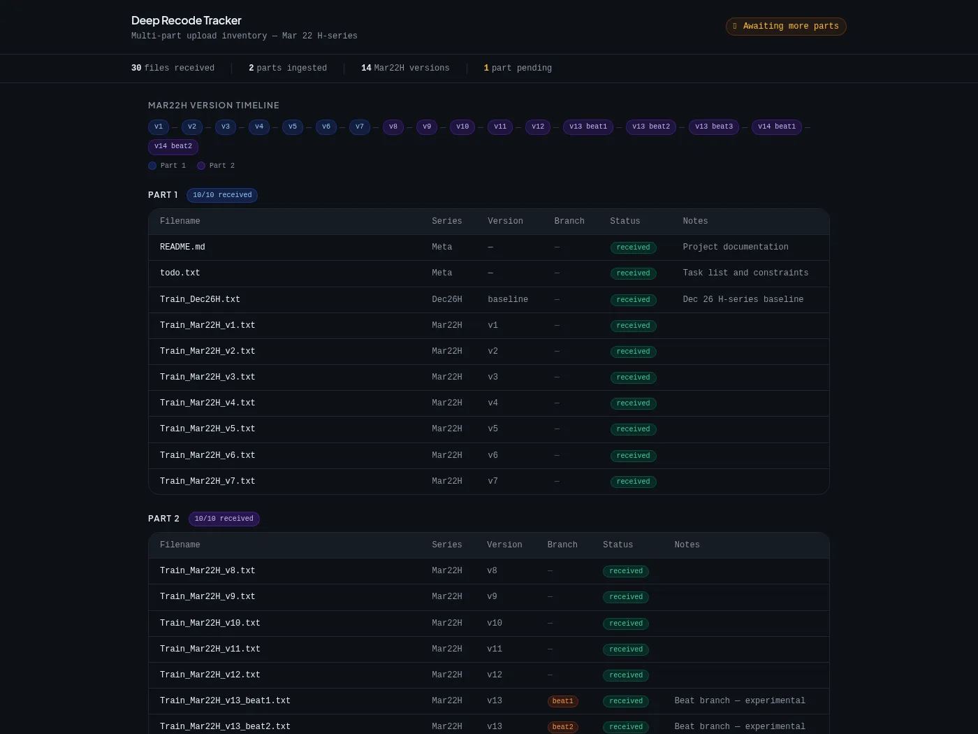 Deep Recode Tracker