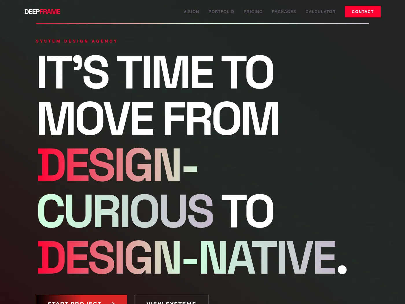 DEEPFRAME Agency Landing