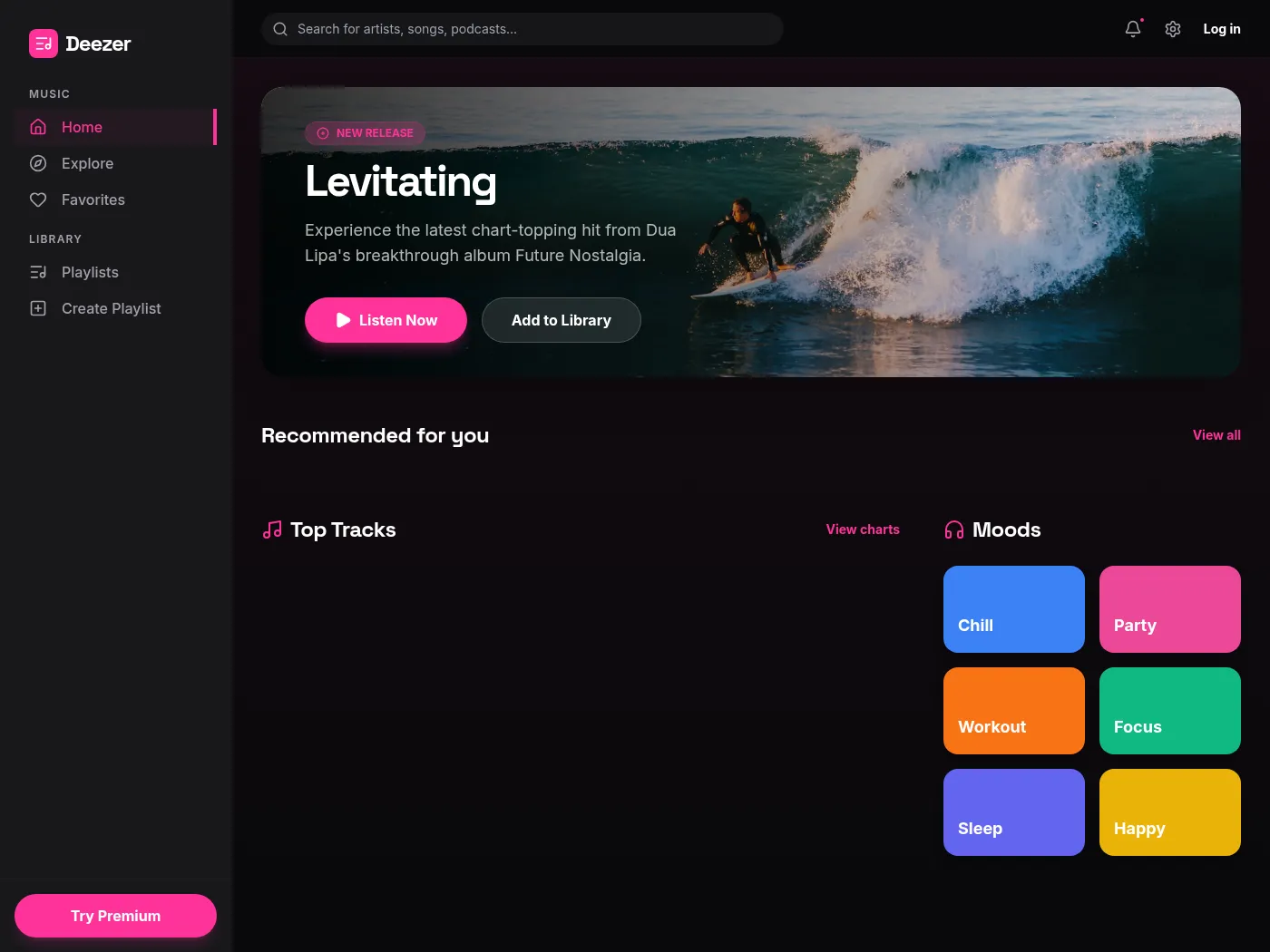 Deezer Music Clone