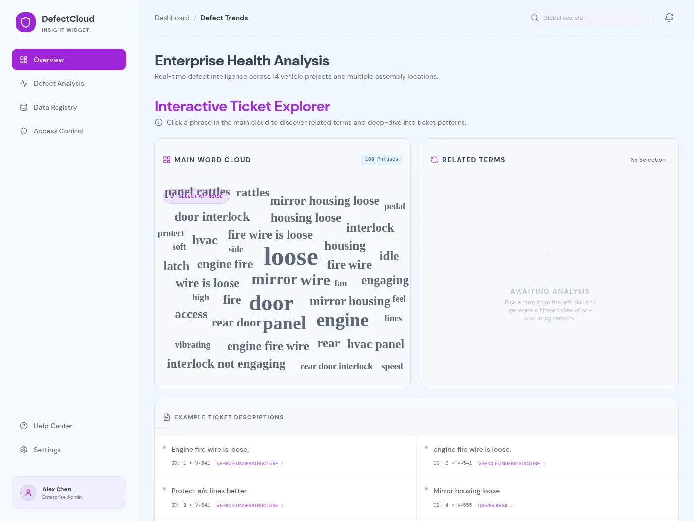 Defect Cloud Insight Widget