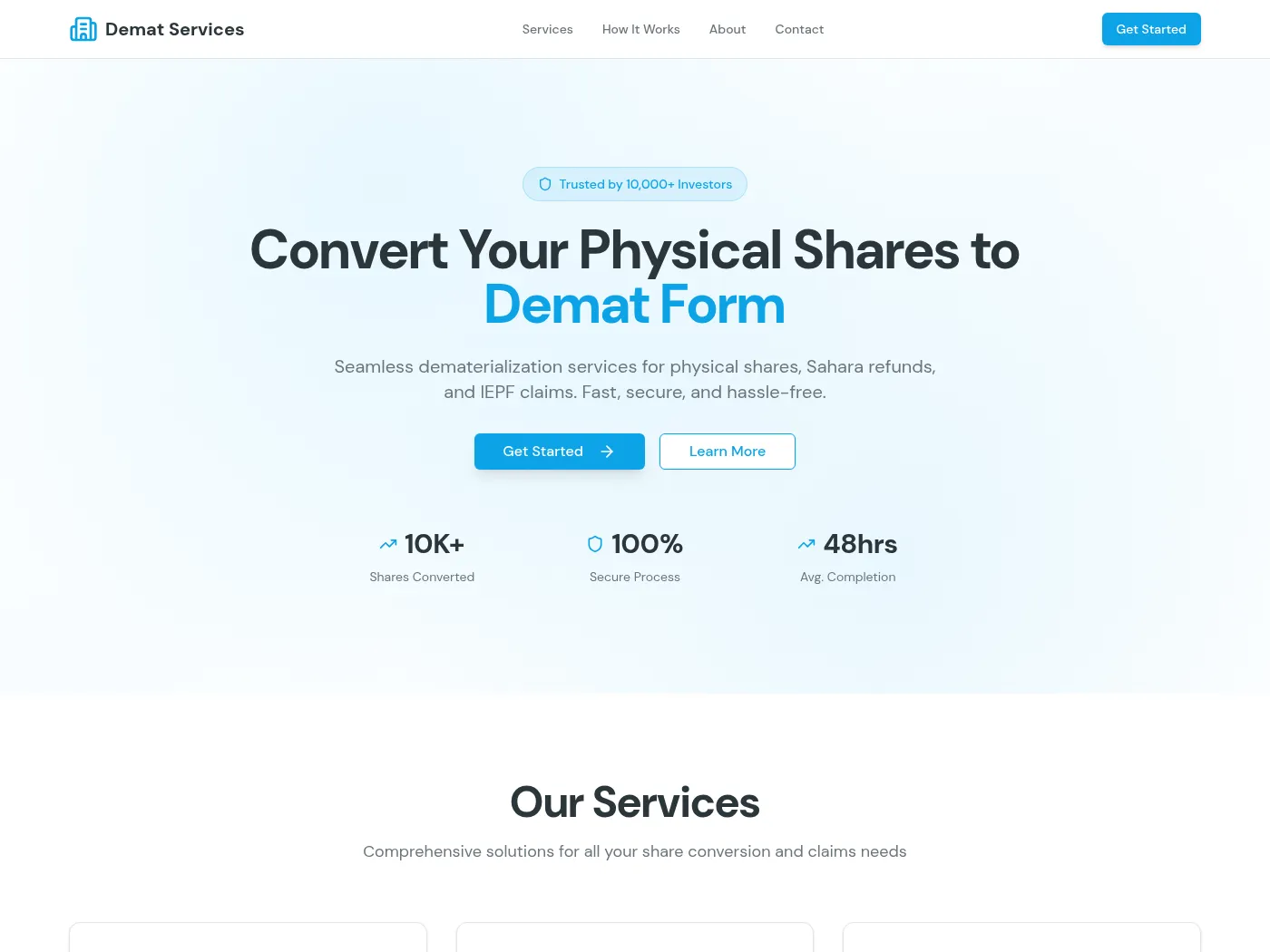 Demat Services Landing