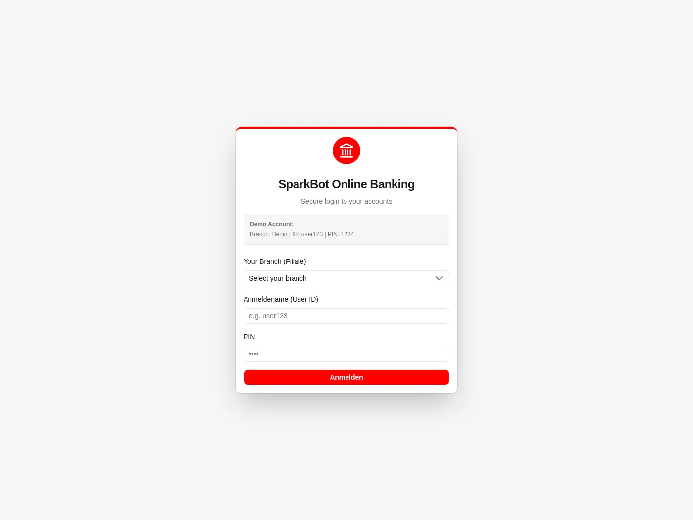 SparkBot Demo Bank