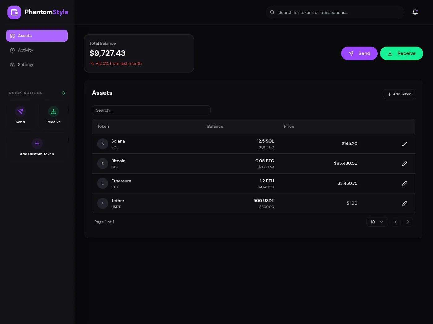 PhantomStyle Demo Wallet