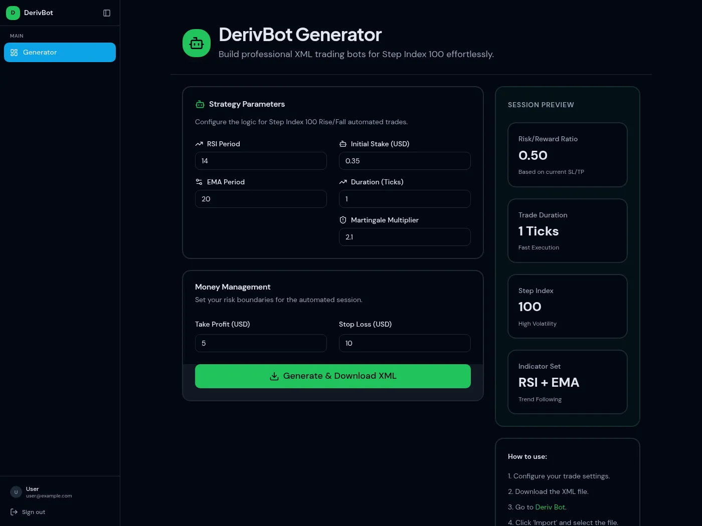DerivBot Generator
