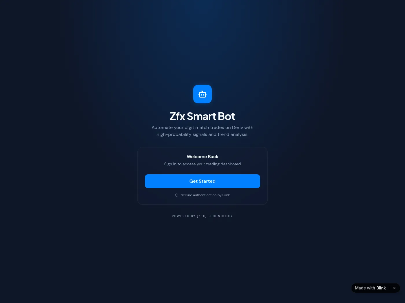 Deriv Smart Trade Bot — built with AI on Blink