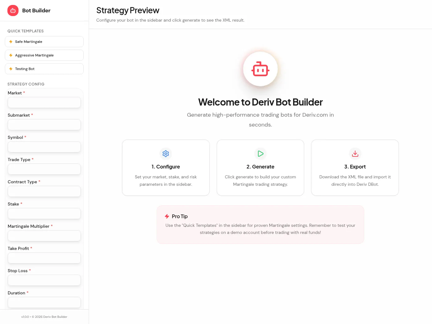 Deriv XML Bot Builder
