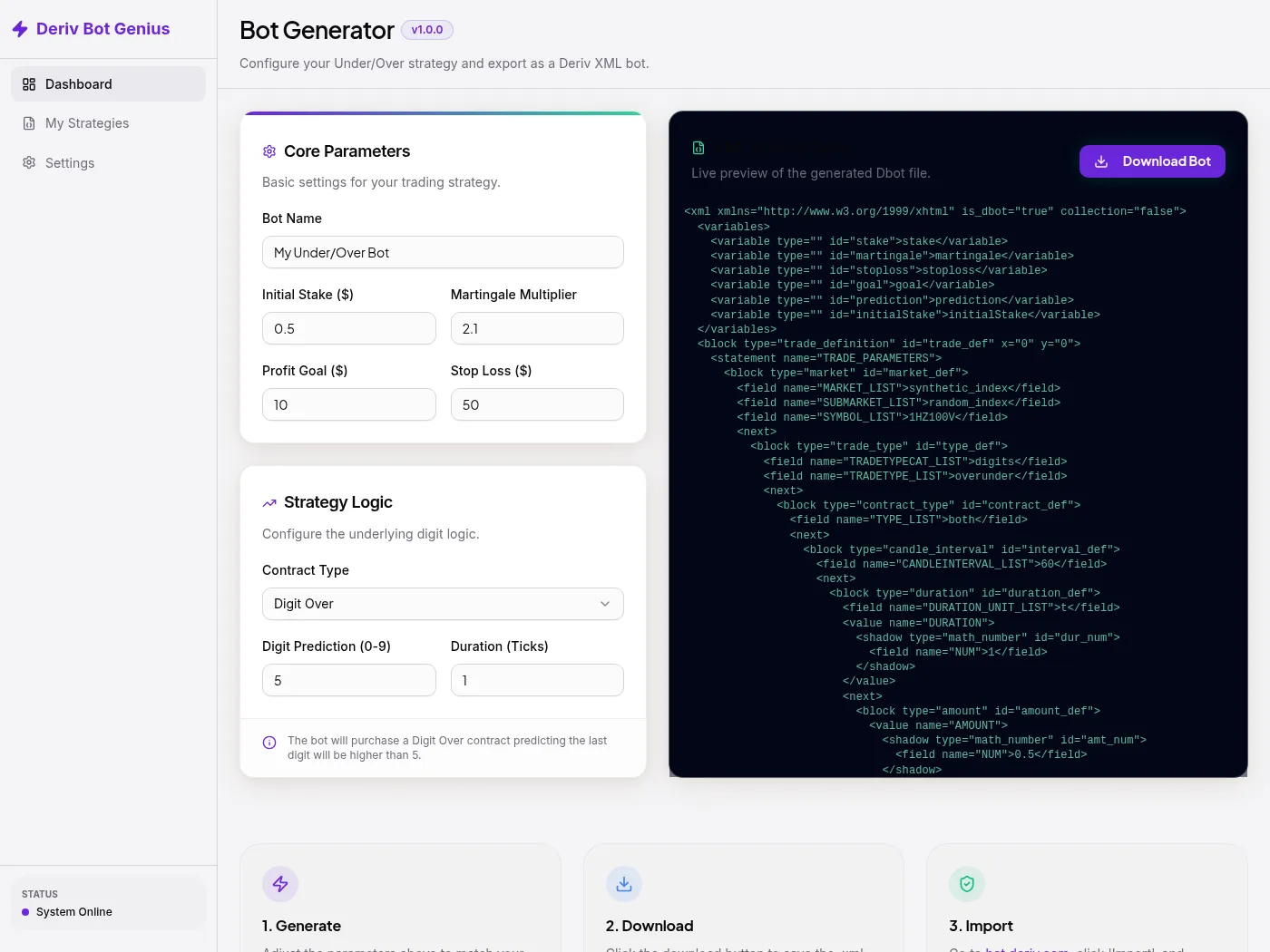 Deriv XML Bot Genius
