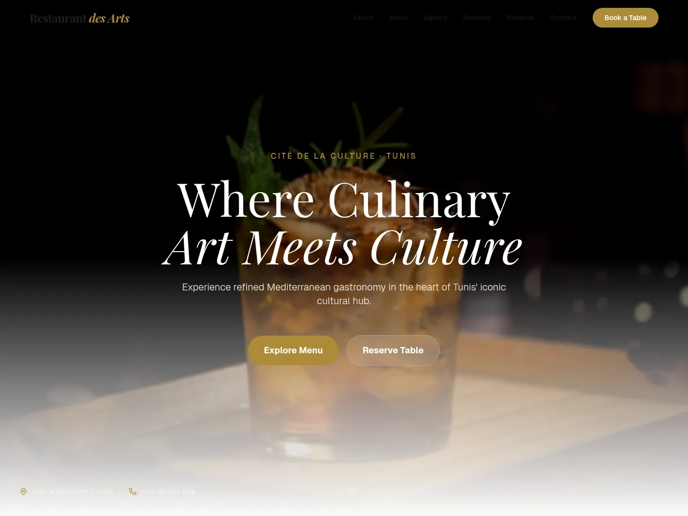 Des Arts Fine Dining Web