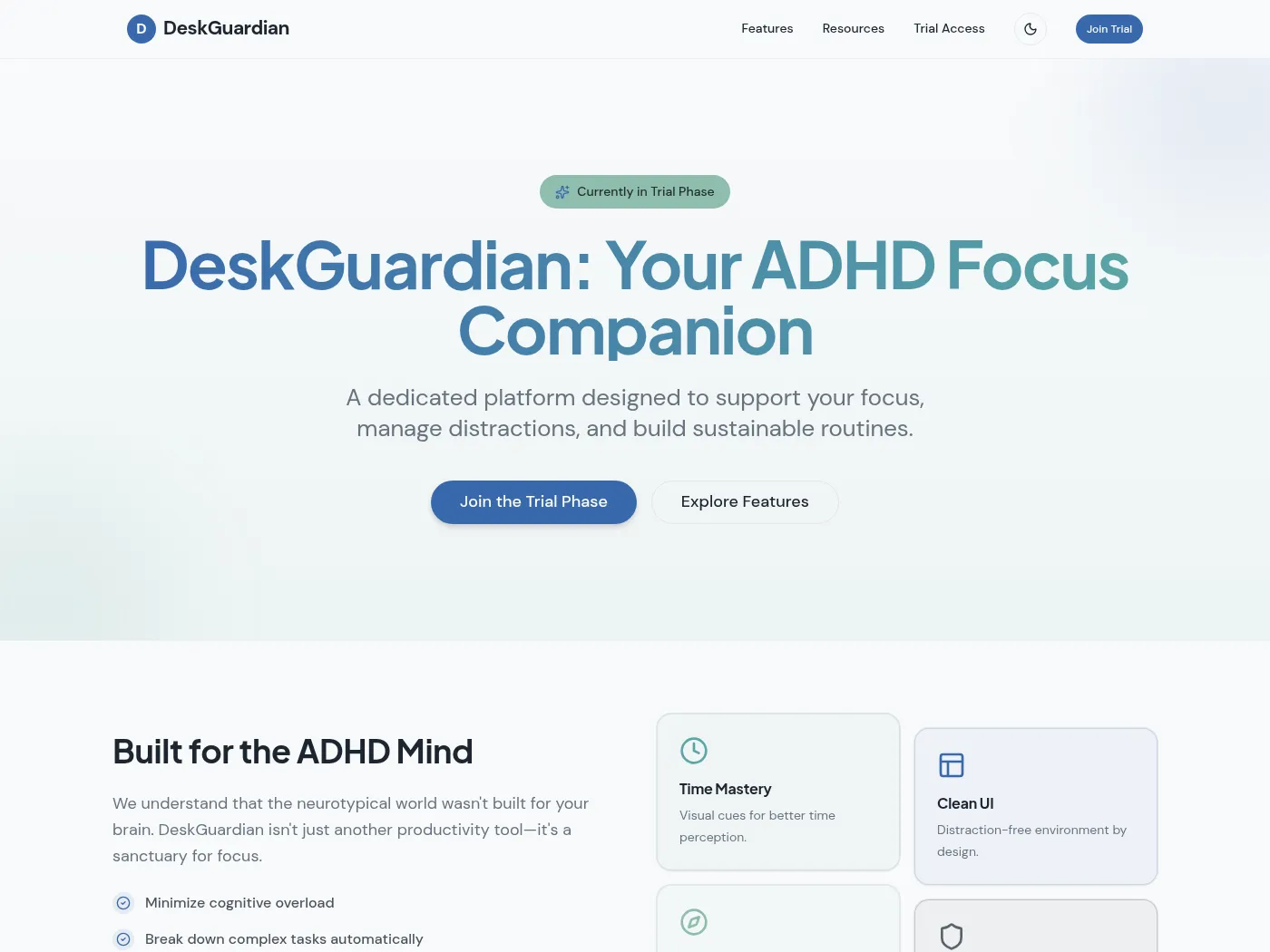 DeskGuardian Focus Website