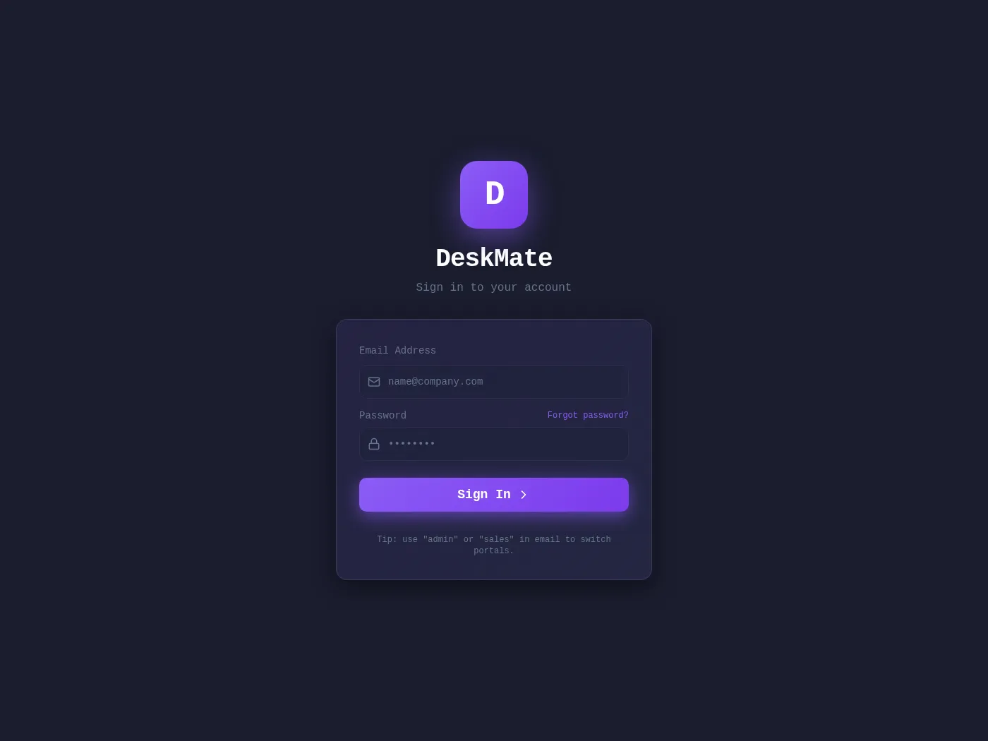 DeskMate Multi-Portal Dashboard
