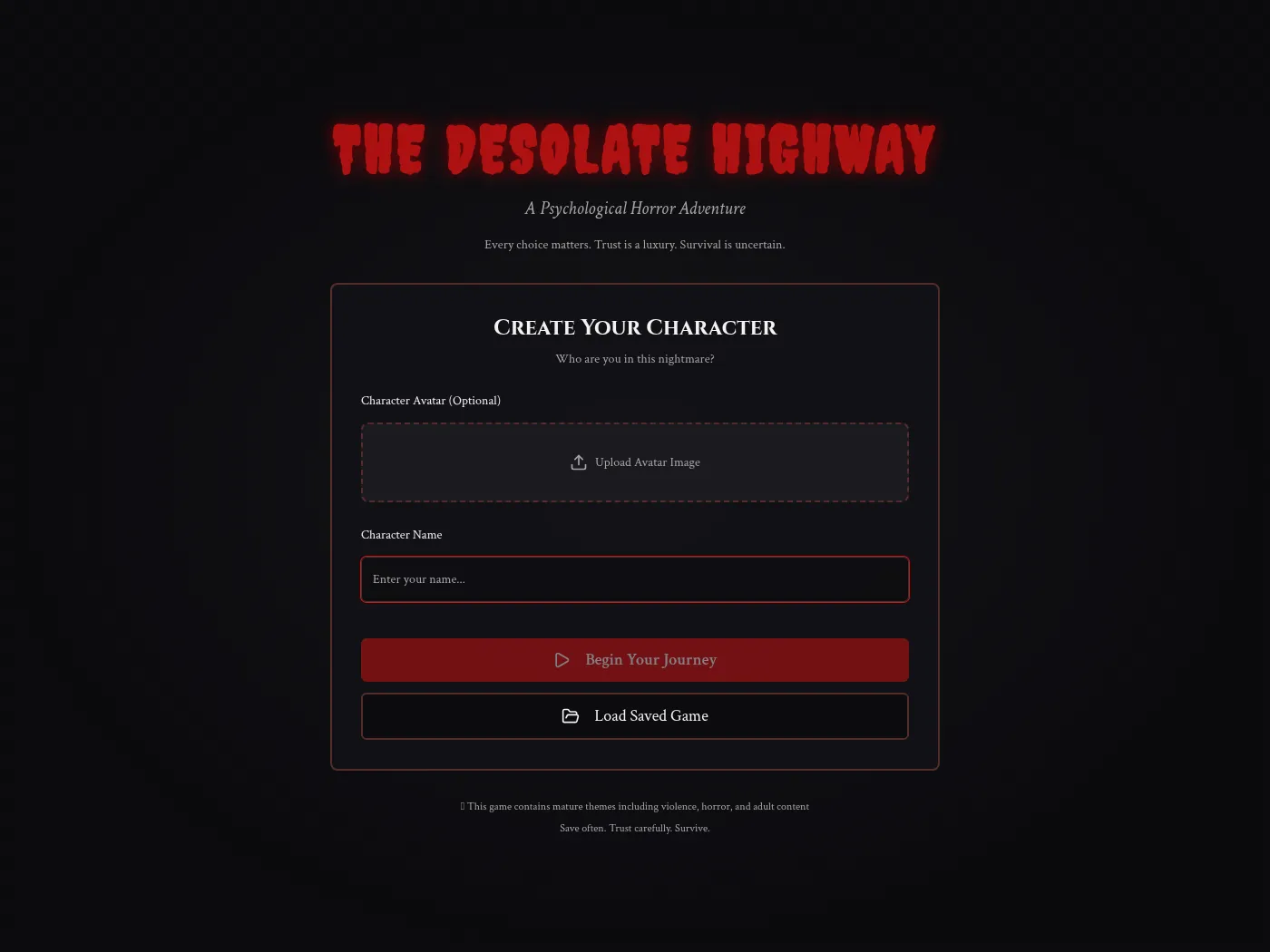 Desolate Highway: A Psychological Horror Survival Adventure Game