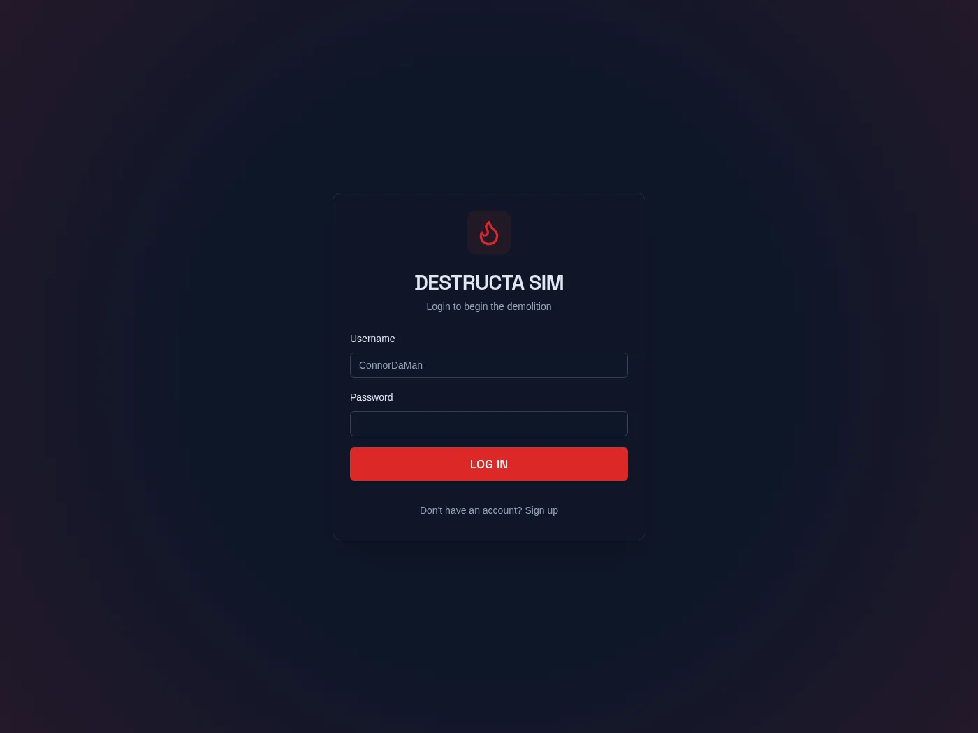 DestructaSim Admin Portal