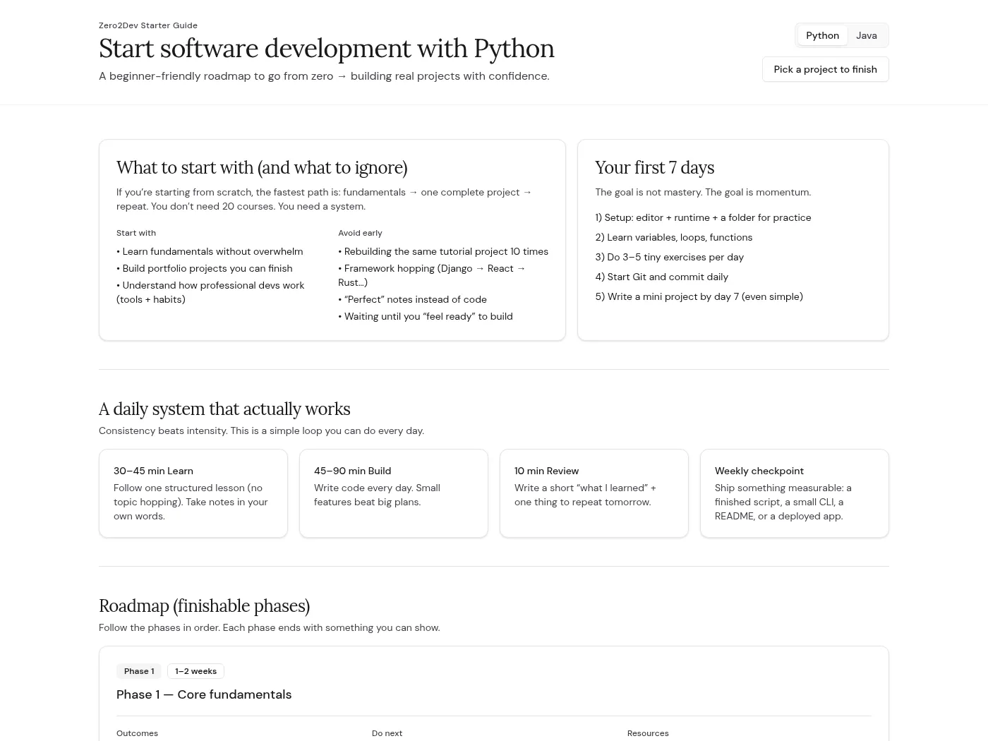 Zero2Dev Starter Guide