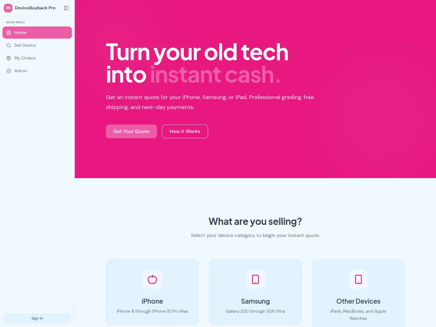 DeviceBuyback Pro Platform