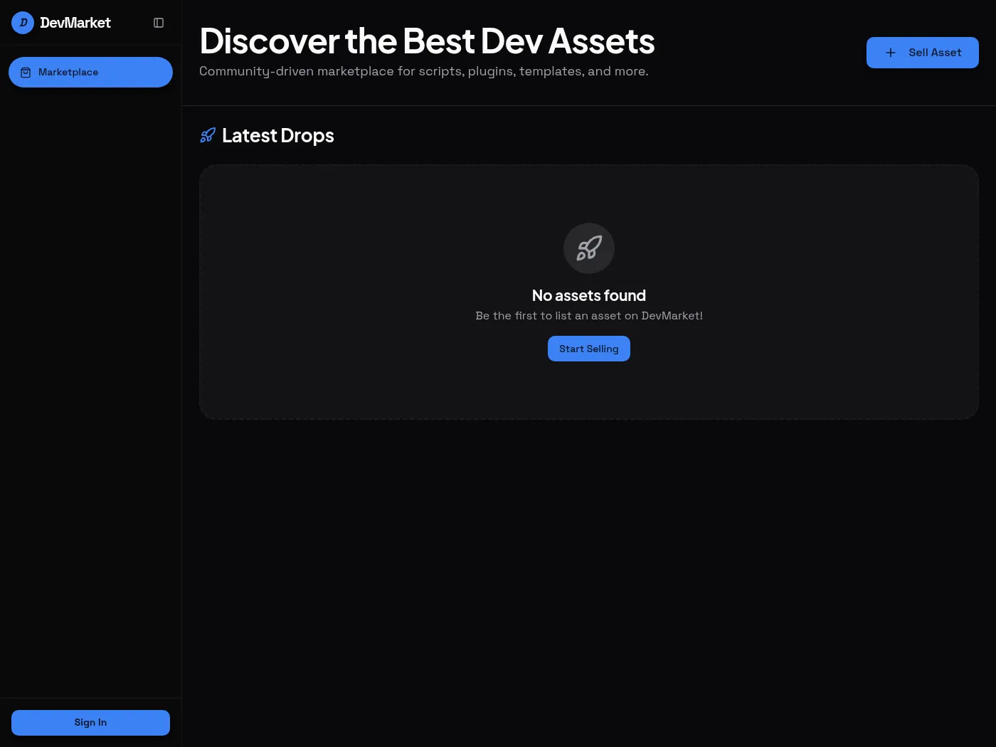 DevMarket Asset Hub