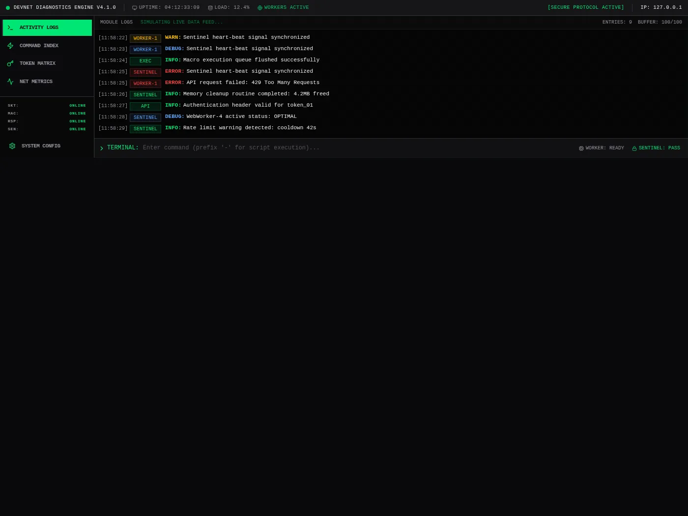 DevNet Diagnostics Dashboard