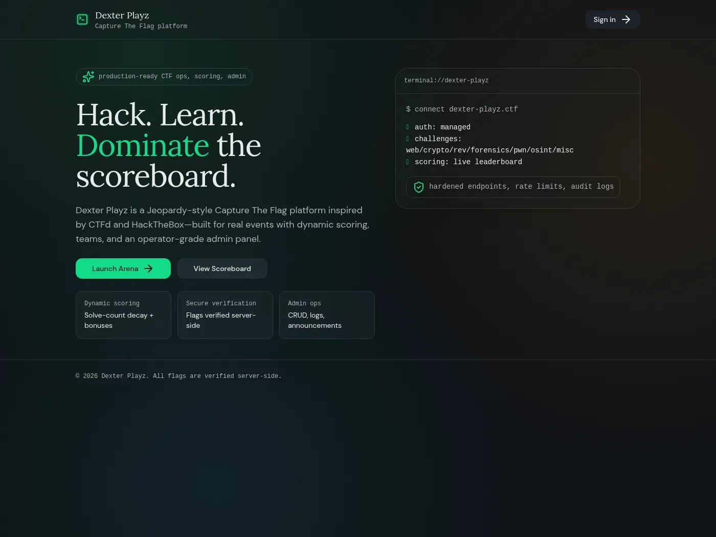 Dexter Playz CTF Platform