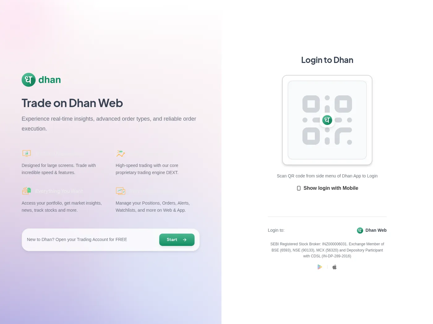 Dhan Login Clone
