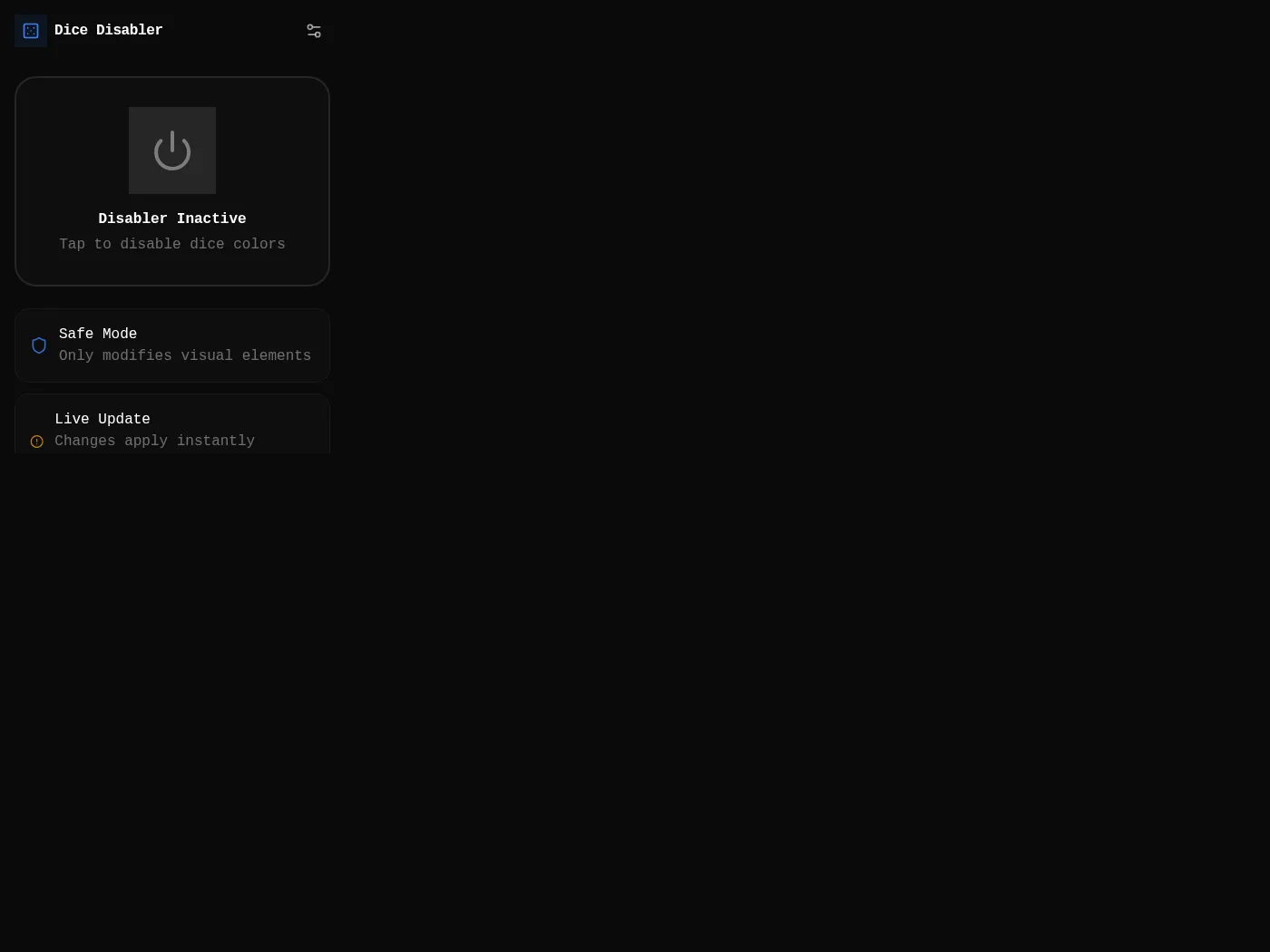 Dice Color Disabler