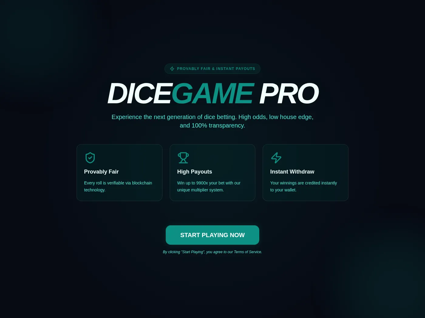 Dice Game Web Portal