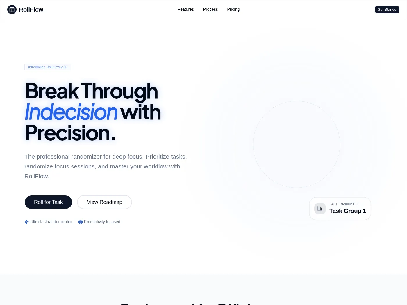 Dice Roll Landing Page