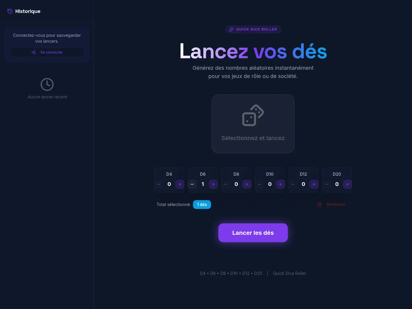 Quick Dice Roller