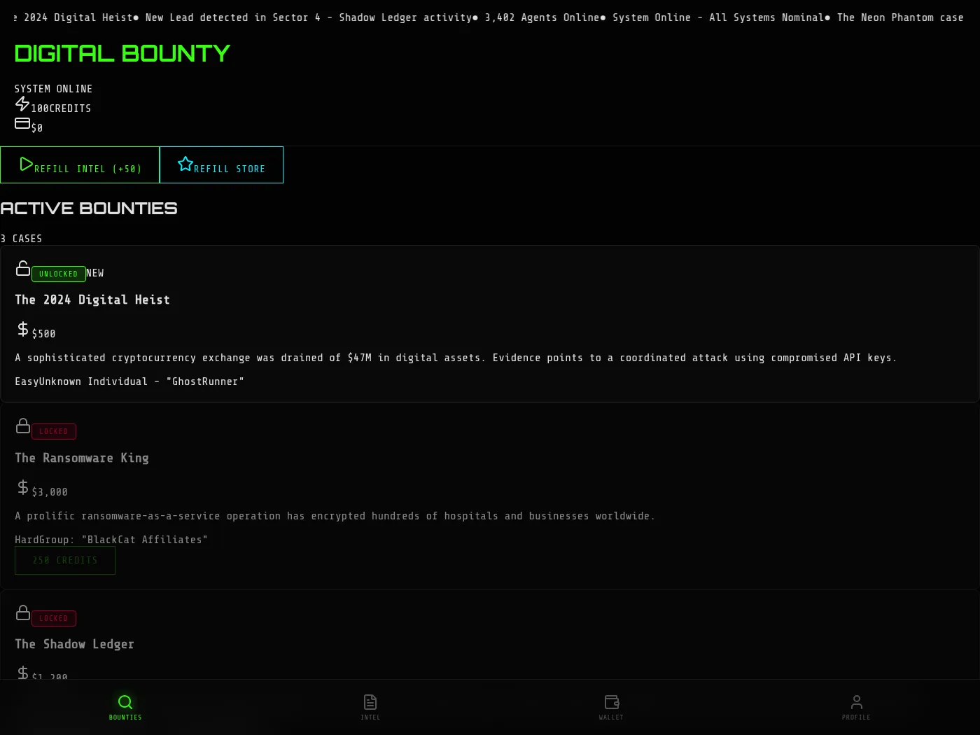Digital Bounty Mystery App