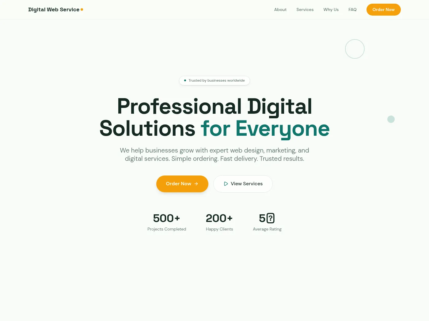Digital Web Service Landing